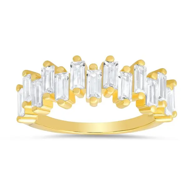 KYLIE HARPER Abstract Baguette-cut Diamond Cz Ring - Gold