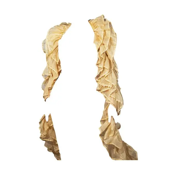 JANE GALA Neutrals Nude Silk Organza Hand-beaded Ruffled Cape - Brown