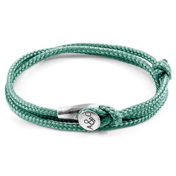 ANCHOR & CREW Mint Dundee Silver & Rope Bracelet - Green