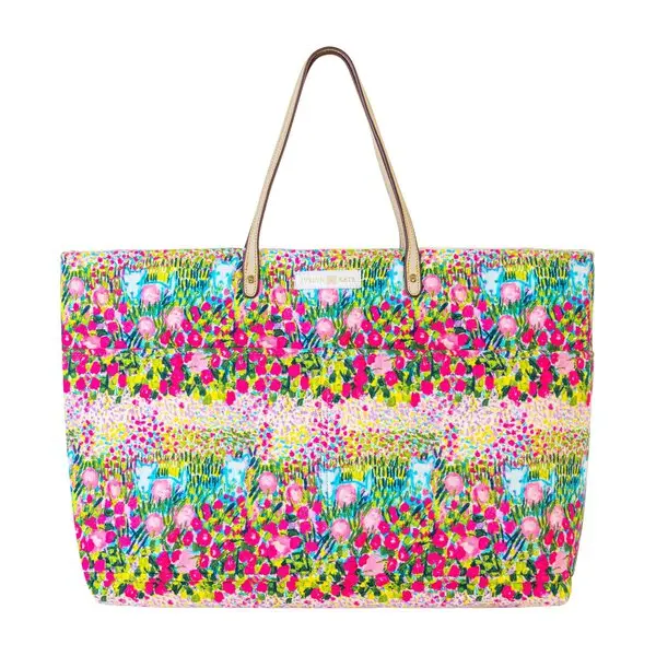 EVELYN & KATE Westie Classic Canvas Tote With Leather Straps - Pink