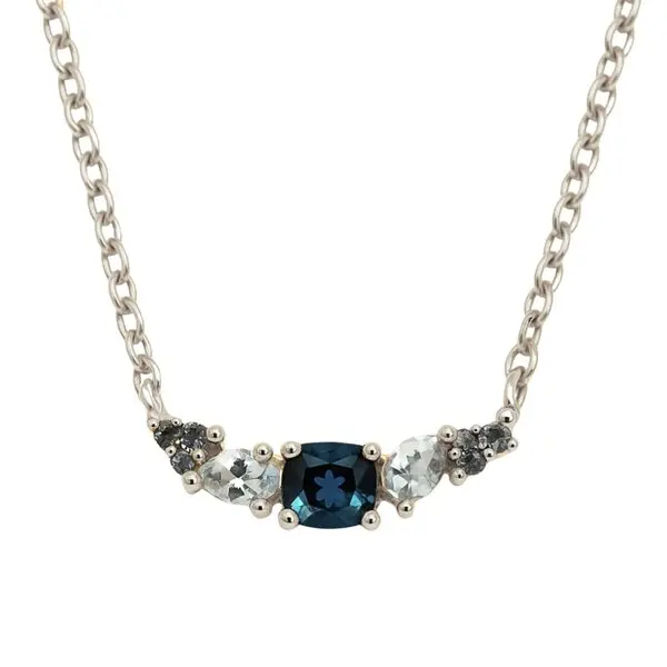 DAINTY LONDON Elegant Topaz Cluster Silver Necklace Zaria - Blue