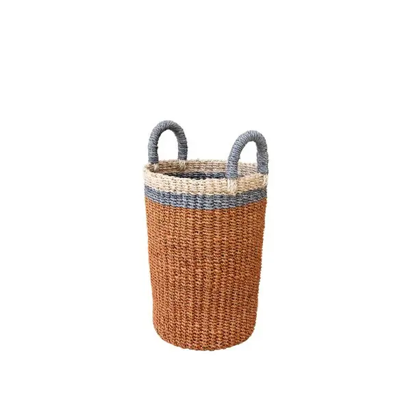Likhâ Orange / Red Coral Handwoven Vase Basket - Orange/red