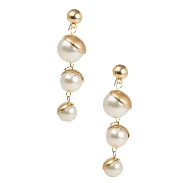 Saachi Grey / White Half Moon White Earring - Grey/white