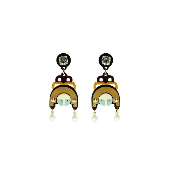 GISSA BICALHO Acrylic Handmade Earring Ixchel & Orange - Yellow