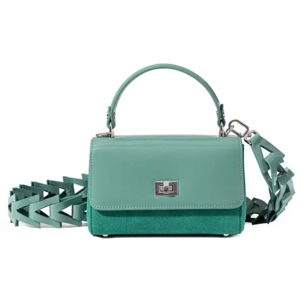 JURGI BRAND Mint Patent Leather & Suede Lili Top Handle Bag - Green