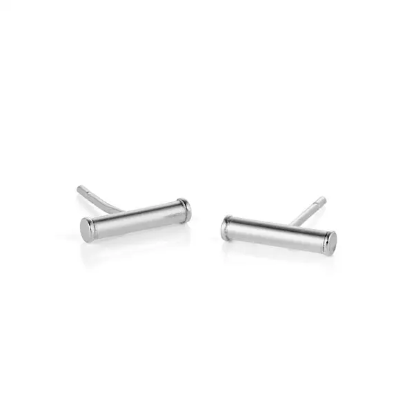 NELLOU JEWELLERY Bar Stud Earrings In Sterling - Silver