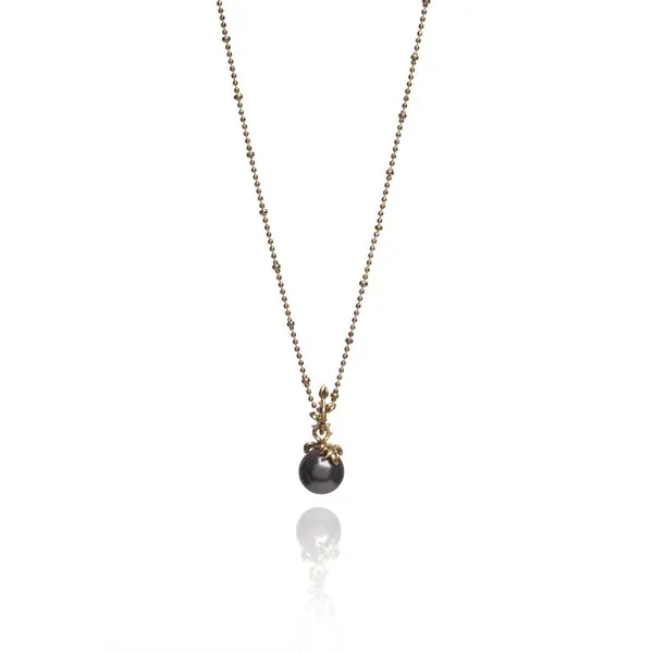KASUN LONDON Dark Pearl Pendant - Gold