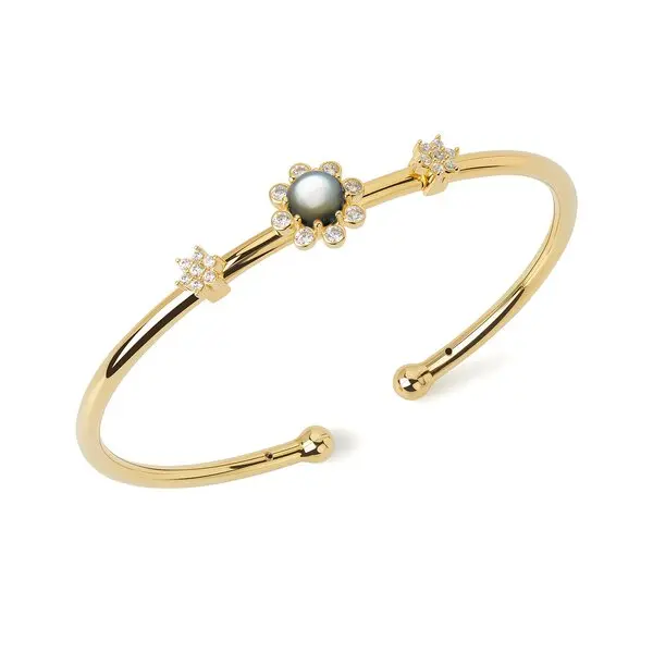 FREQNC ATELIER Eight Petals Bangle Gold Mother Of Pearl - Black