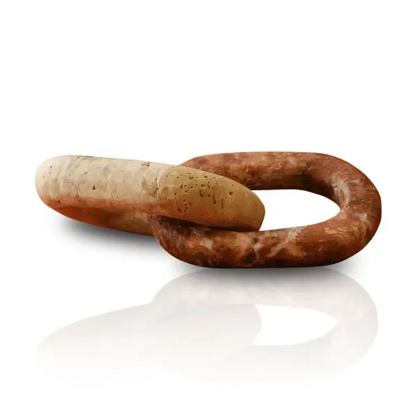 MARLETH Travertine Double Chain Decor – Handcrafted Stone Sculpture - Brown