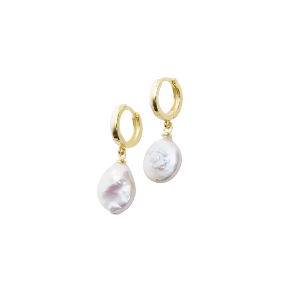 SPERO LONDON Treated Freshwater Cultured Drop Baroque Pearl Earrings Sterling Silver - Gold