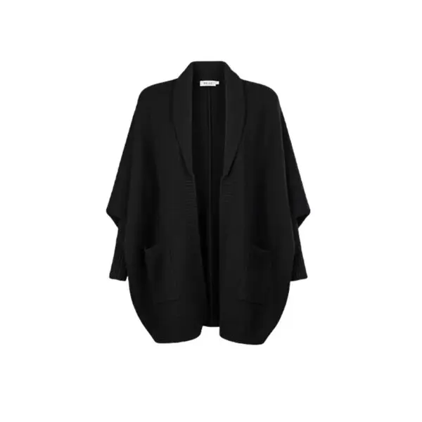 Saachi Open Front Oversized Cardigan Sweater - Black