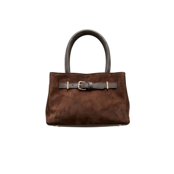 HARMAIN LEATHERS LTD Suede East-west Convertible Tote Bag