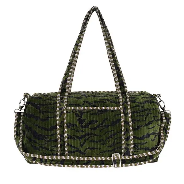 CYC Green / Black The Tiger Velvet Weekender In Green - Green/black