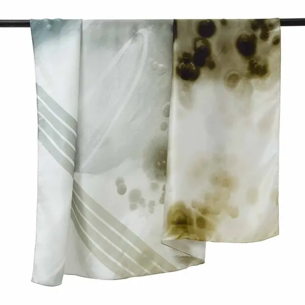 ESSENTY-PARIS Expanding Horizons Design – French Satin Silk Scarf - Grey