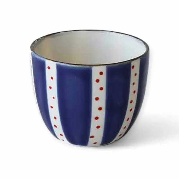 Lali Design Studio Blue / Red / White Enjoy Navy Stripe And Dots Espresso Cup Porcelain - Blue/red/white