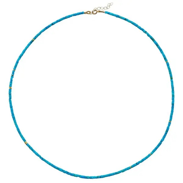 BOMBYX HOUSE Tiny Turquoise Tube Gold Bead Necklace - Blue