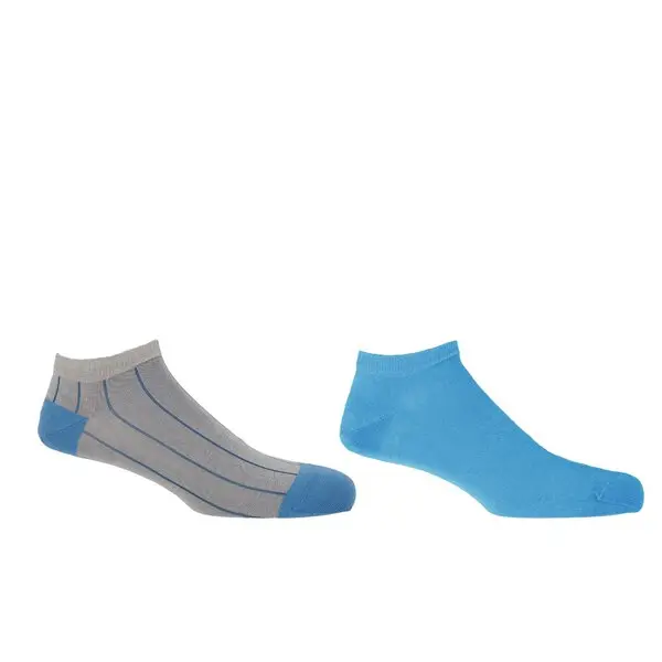 PEPER HAROW - MADE IN ENGLAND Pin Stripe Grey & Classic Trainer Socks Bundle - Blue