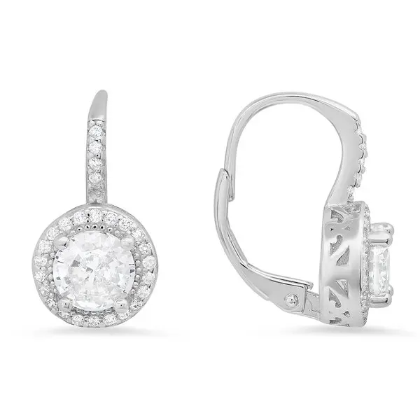 KYLIE HARPER Diamond Cz Halo Filigree Leverback Earrings In Sterling - Silver