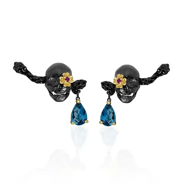 JANUS EDINBURGH Muerto Skull Earring Cuffs - Black