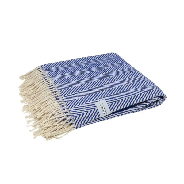 VIRTUE. Blue / White Blue Cotton Blanket - Blue/white