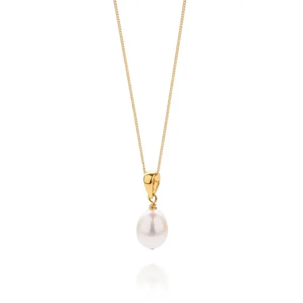 NELLOU JEWELLERY Gold Ellen Mini Pearl Drop Necklace Gold Plated Sterling Silver - White/gold