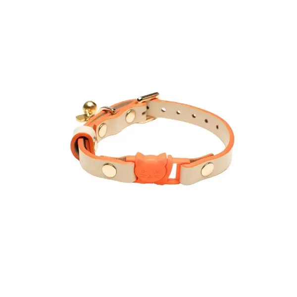 Zoë Pet Atelier Leather Cat Collar Beige - White