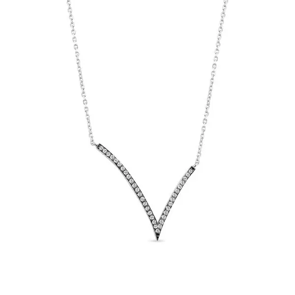 SALLY SKOUFIS Black / White Shine Necklace With Made Cz Diamond Stimulant In Platinum - Black/white