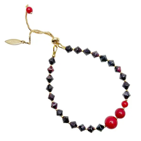 FARRA Birthstone Garnet With Coral Bracelet - Red