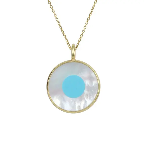 HYE JANE JEWELRY White / Blue Mother Of Pearl Vera Evil Eye Necklace - White/blue