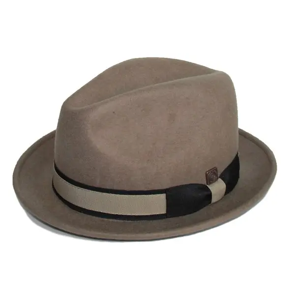 DASMARCA HATS Neutrals / Robin Khaki Wool Felt Two Tone Trilby Fedora Hat - Brown