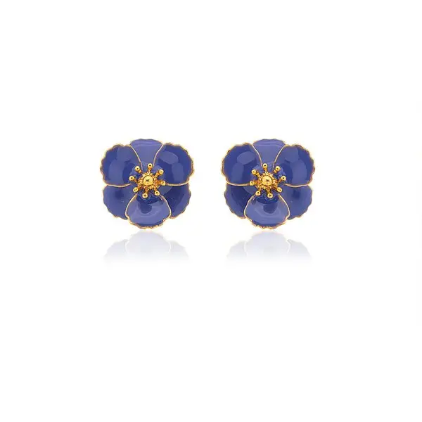 MILOU JEWELRY Very Peri Blossom Flower Earrings - Yellow