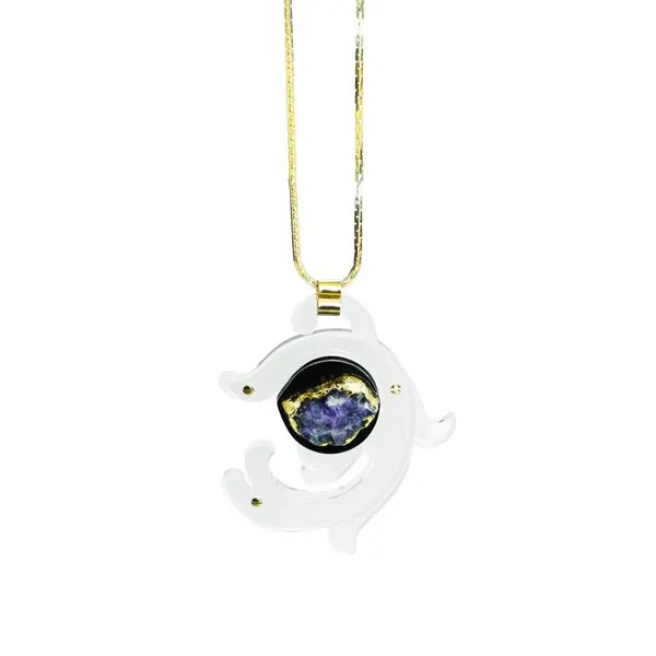 GISSA BICALHO Handmade Acrylic Necklace Pendant Aura - Black