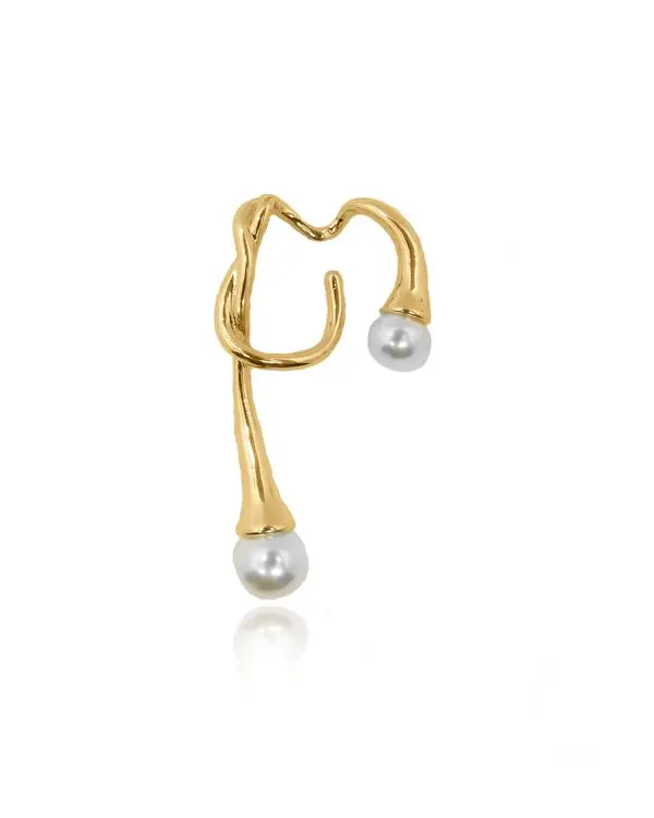VIEA Dahlia Irregular Hook Pearl Ear Cuff - Gold