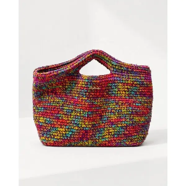 ISKRA Melly Rafia & Silk Bag - Purple