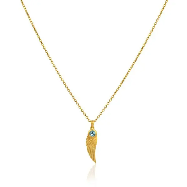 MOON LONDON Angle Wing Blue Topaz Necklace - Gold