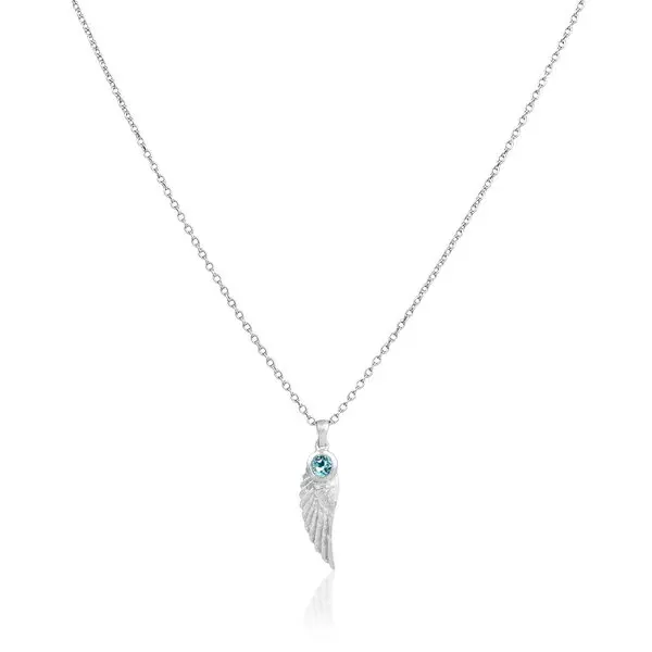 MOON LONDON Angle Wing Blue Topaz Necklace - Silver