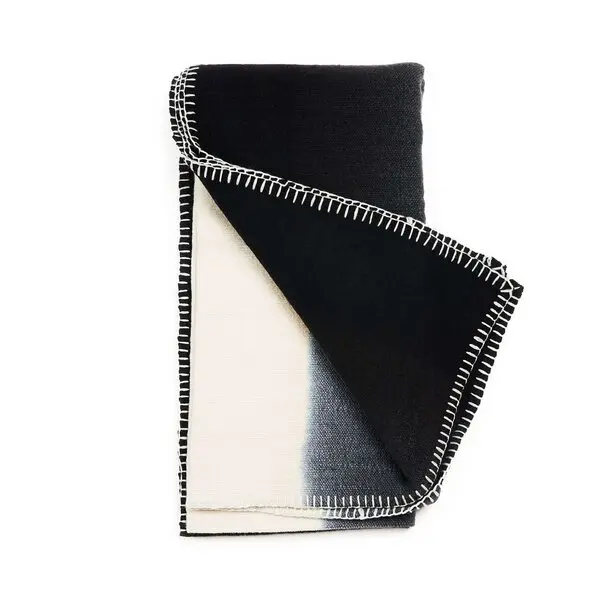 STUDIO VARIOUSLY Handwoven & White Ink Soft Merino Throw Blanket - Black