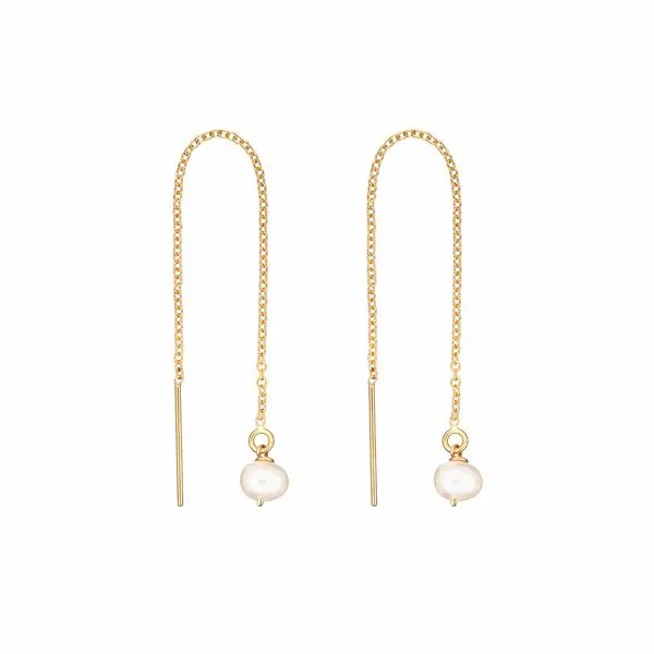 LILY & ROO Pearl Drop Threader Earrings - Gold