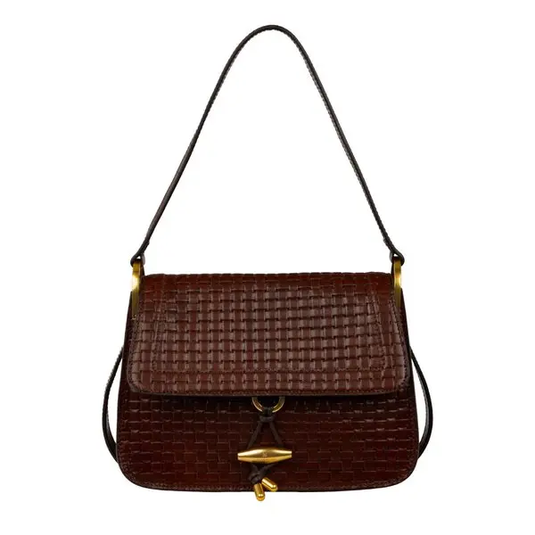 TIME RESISTANCE Leather Flap Bag Possession - Brown