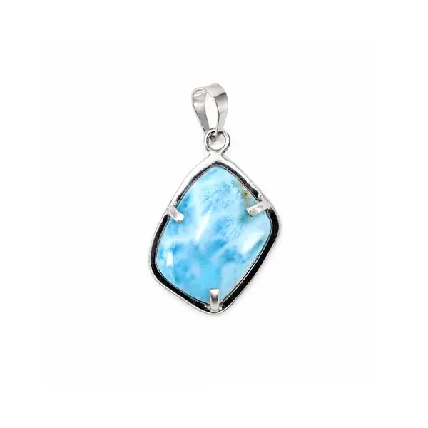 MINERALGEMS ✩ STUDIO Ocean Larimar Pendant With Sterling Silver Chain - Blue