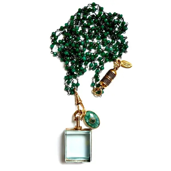 Persia Donà Jewelry Onyx X Vintage Locket Necklace - Green