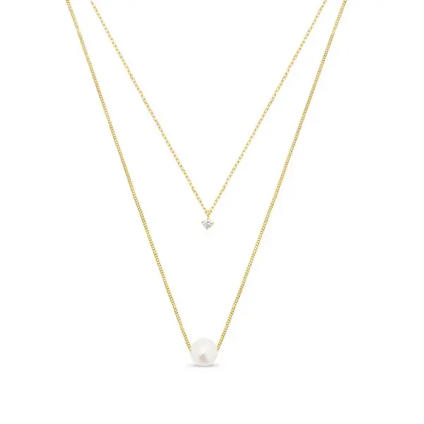 ESTERAH Pearl And Cubic Zirconia Layered Necklace - Gold
