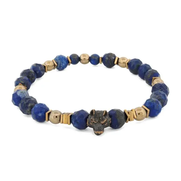 EBRU JEWELRY Blue / Gold Wolf Soul Lapis Lazuli Bracelet Blue - Blue/gold