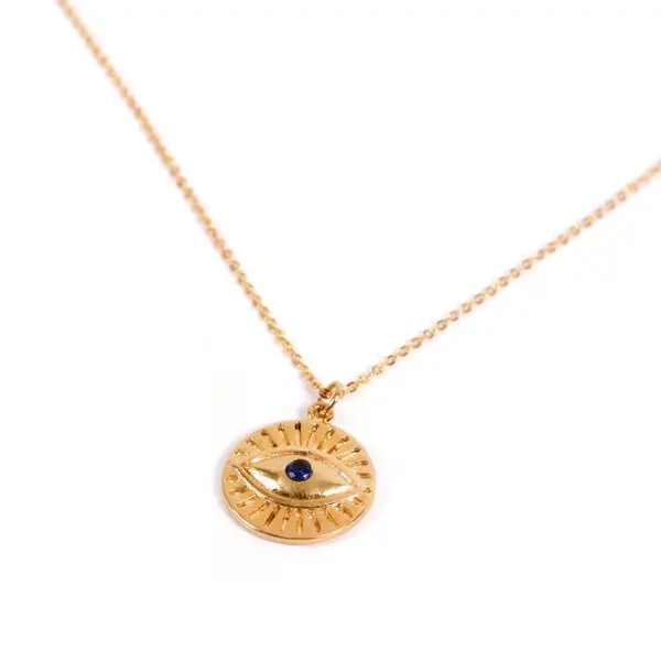LES REINES Medallion Of The Eye Pendant Necklace 24k Plated - Gold