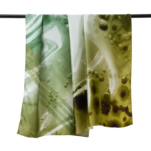 ESSENTY-PARIS Eternal Harmony Design – French Satin Silk Scarf - Green