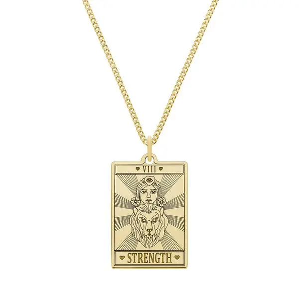 CARTERGORE Small 9ct 375 Gold “strength” Tarot Card Necklace - Yellow