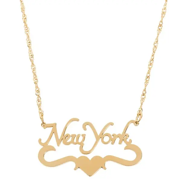 BLACK CAKE New York Nameplate Necklace – Big City Love, Bold Style - Gold