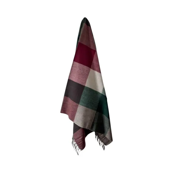 LOOM & COVE Recycled Wool Lifestyle Blanket /green Check - Red