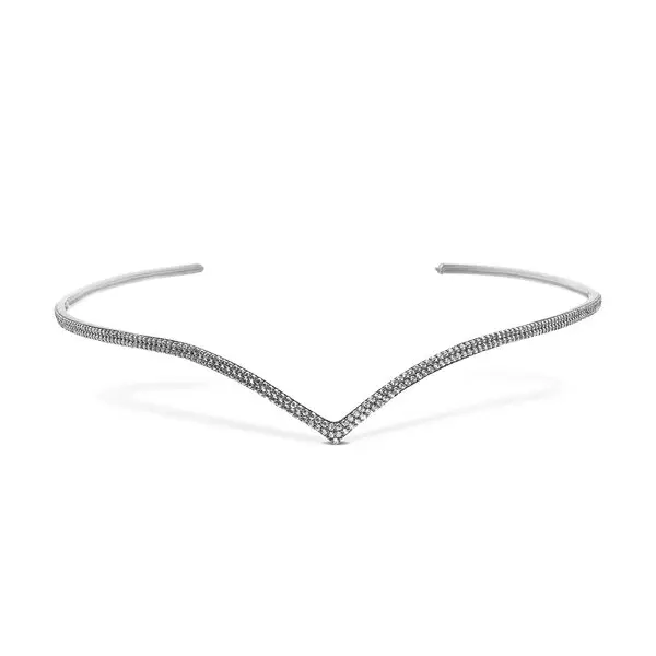 SALLY SKOUFIS Silver / White / Black Soul Headpiece With Made Cz Diamond Stimulant In Platinum - Silver/white/black
