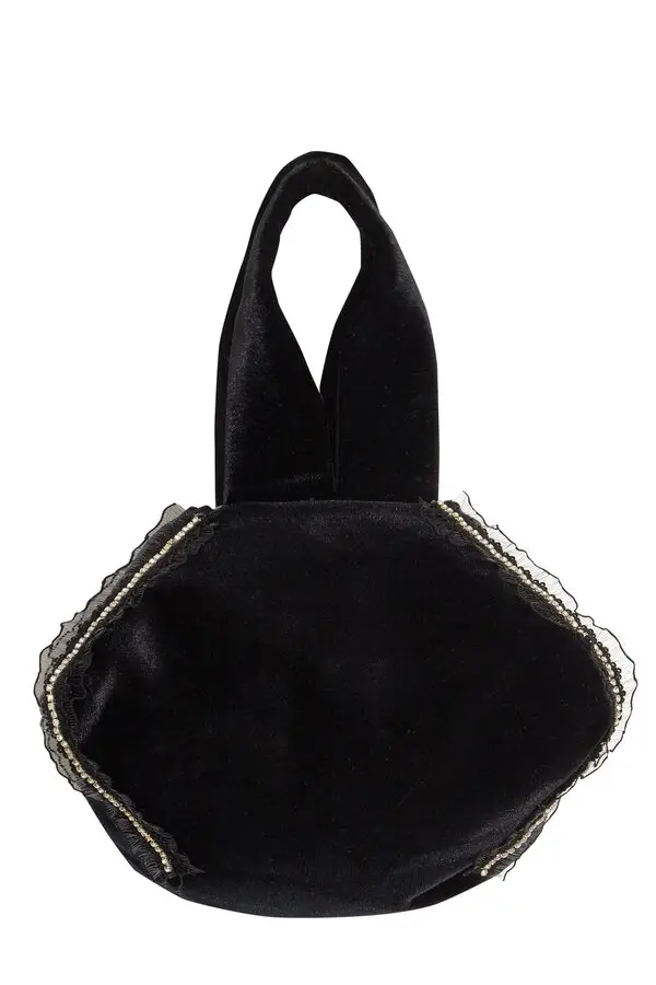 SARVIN Diamond-trimmed Lace Velvet Pouch Bag